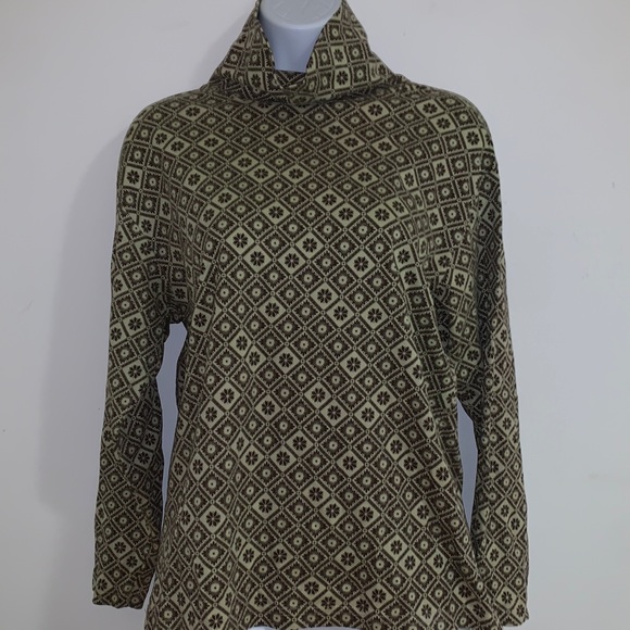 Hunt Club | Tops | Vintage Floral Checkered Turtleneck | Poshmark